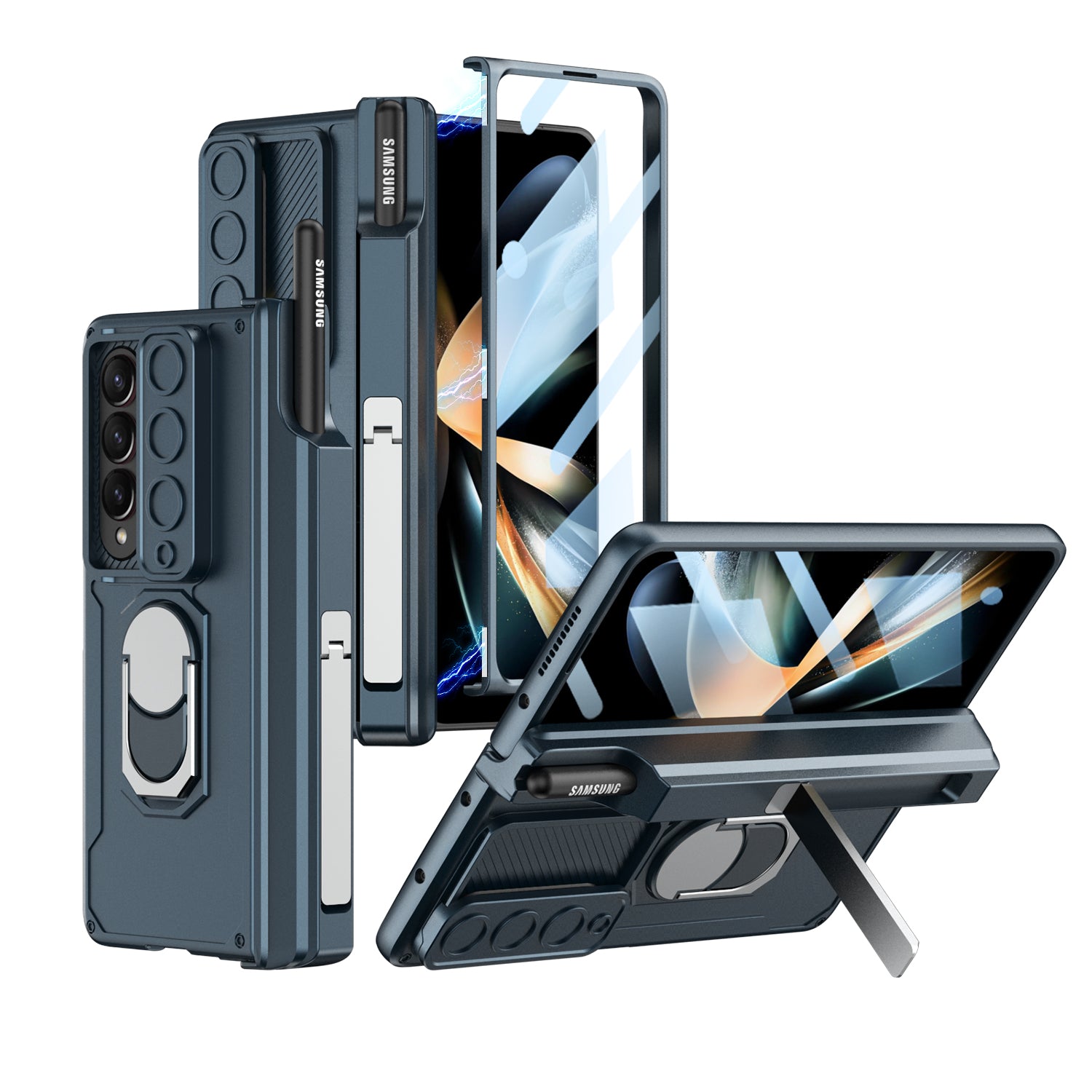 Ultra-thin Magnetic Hinge with Front Tempered Glass For Samsung Galaxy ...
