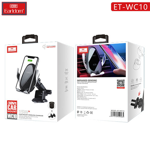 Earldom® 3 in 1 Car Mount 15W Fast Wireless Charging Car Holder WC10 ...