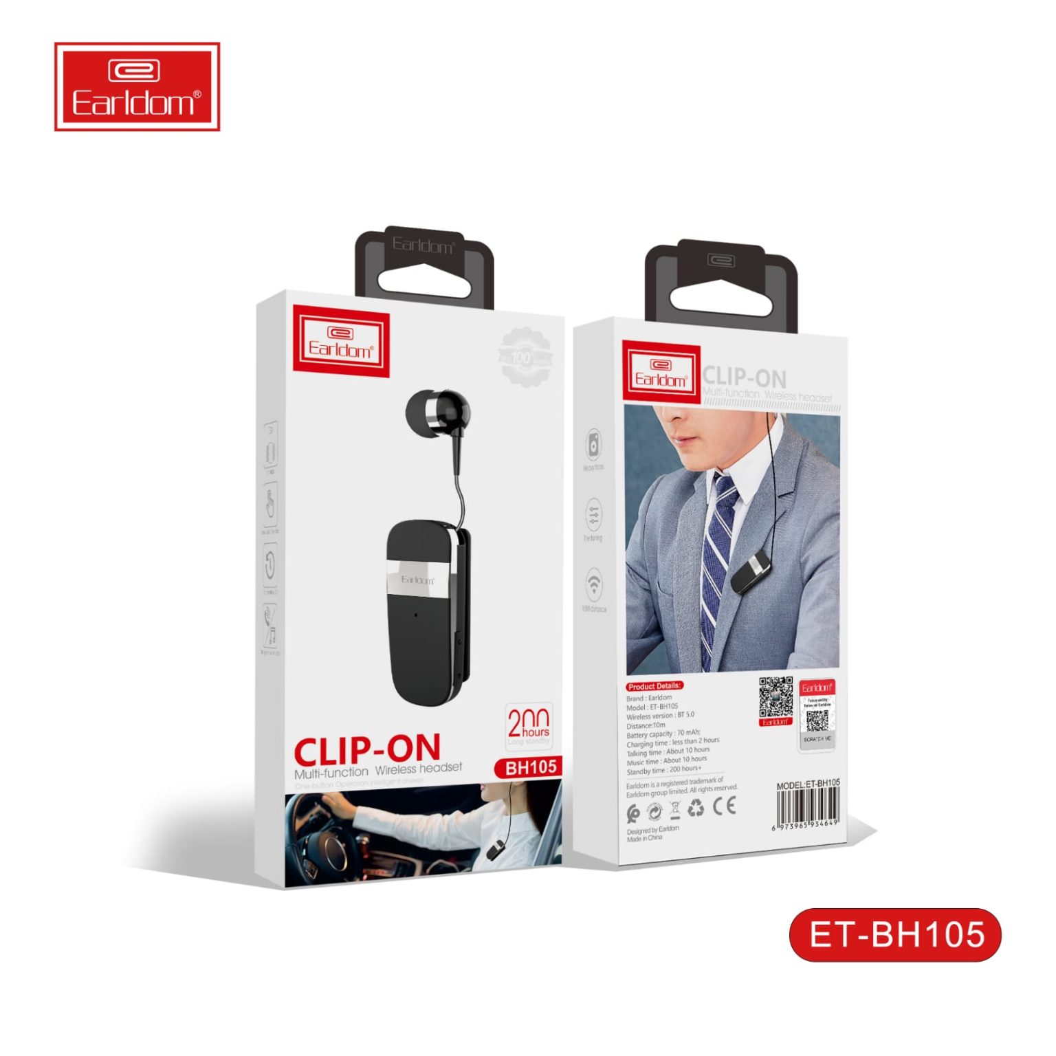 Earldom® Single Ear Clip-On Wireless Headset BH105 – Kuwait Cavarat