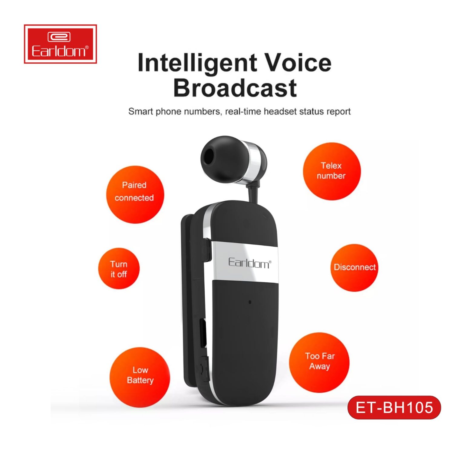 Earldom® Single Ear Clip-On Wireless Headset BH105 – Kuwait Cavarat