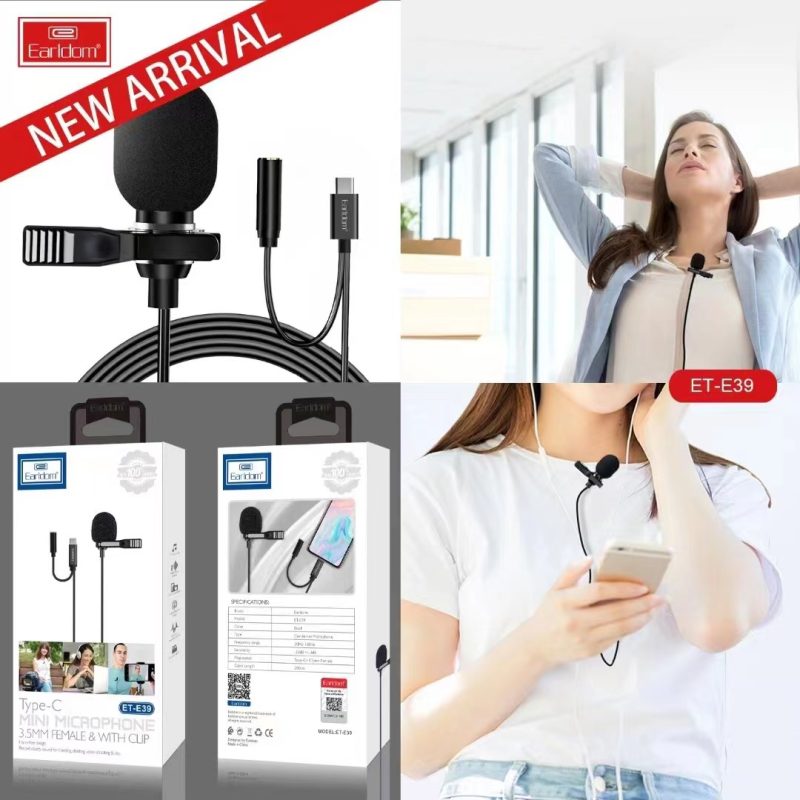 Earldom® E39 Mini Microphone (TYPE-C) 3.5MM Female With Clip – Kuwait ...