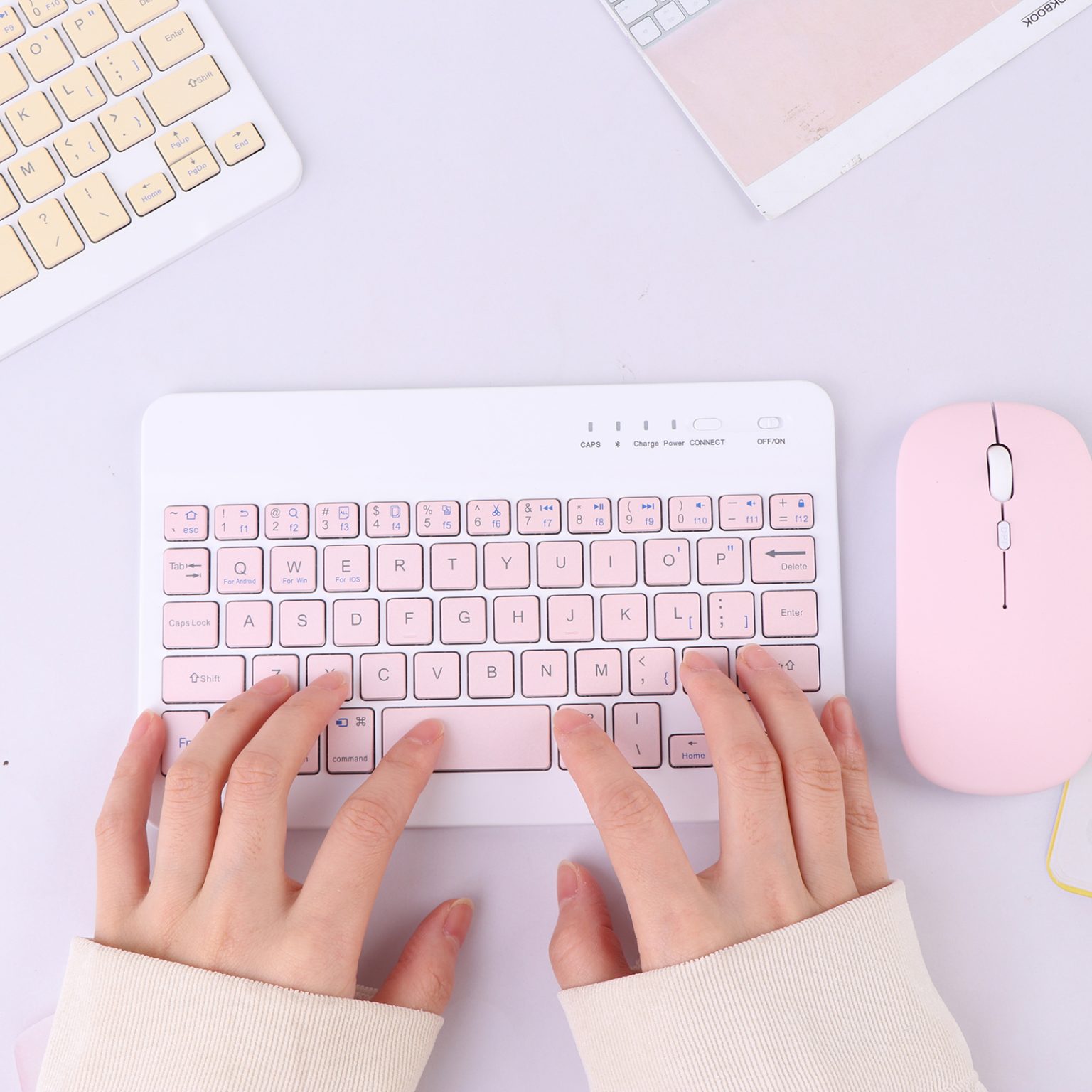 Wireless Bluetooth Keyboard And Mouse Set 10″ Ultra Thin English And Arabic Layout For Mobile