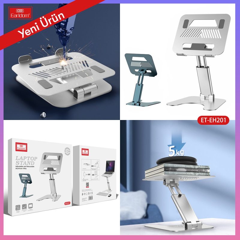 Earldom EH201 Adjustable Metal Laptop and Tablet Stand – Silver ...